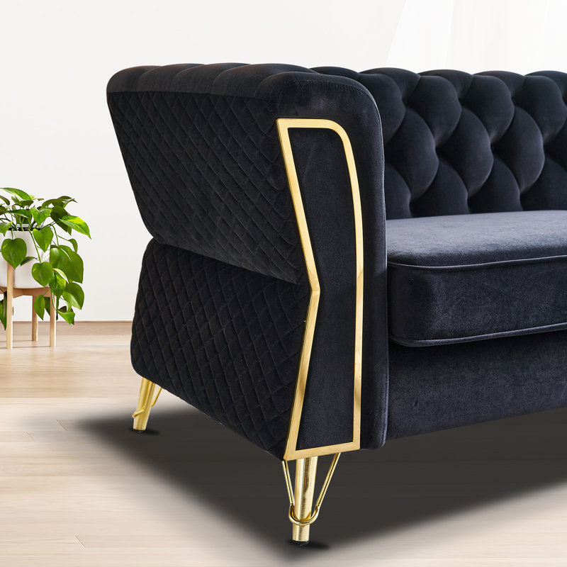 Small black velvet sofa store